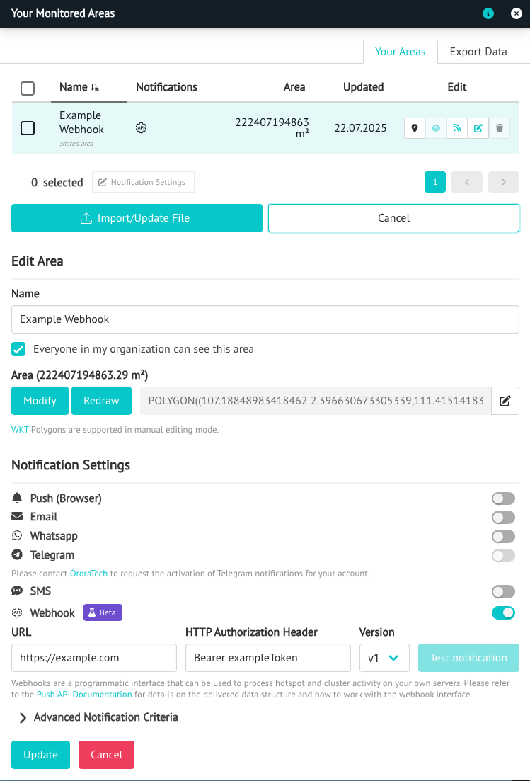 Webhooks | OroraTech Docs